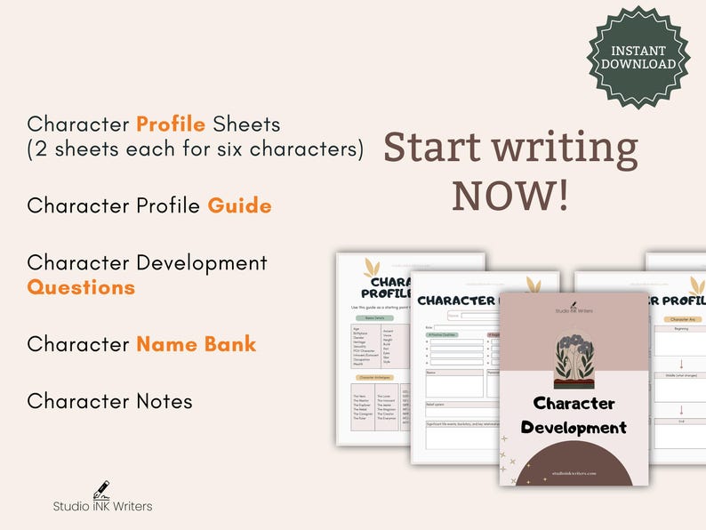 Interactive & Printable Character Development Worksheets for Writers ...
