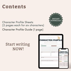 Character Profile Worksheets for Writers, Fillable & Printable PDF ...