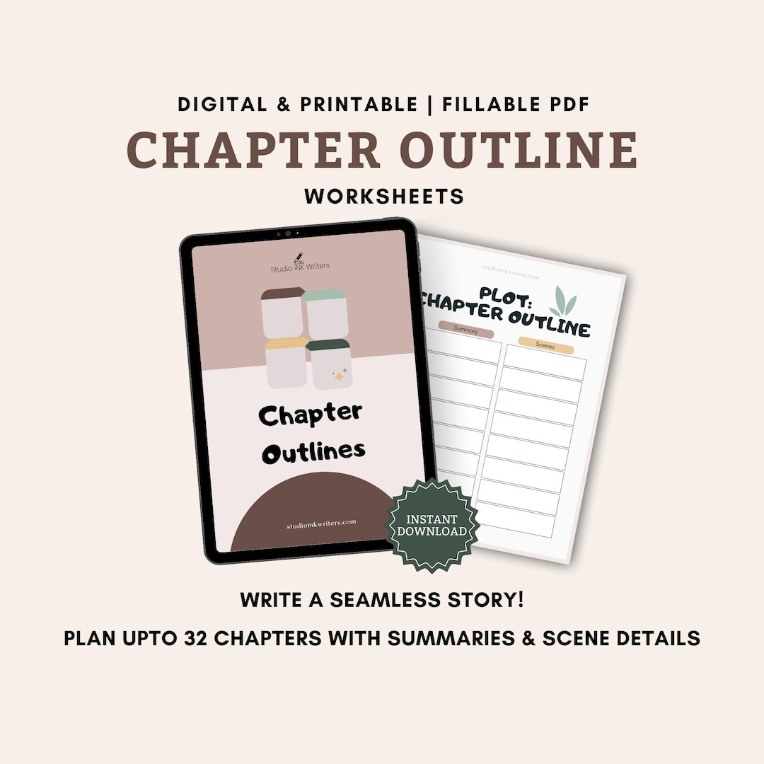 Chapter Outline Template for Writers, Fillable and Printable PDF ...