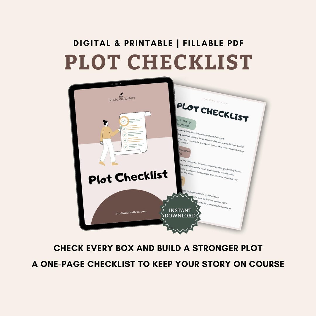 Novel Plot Checklist, Fillable and Printable PDF | One-page Digital ...