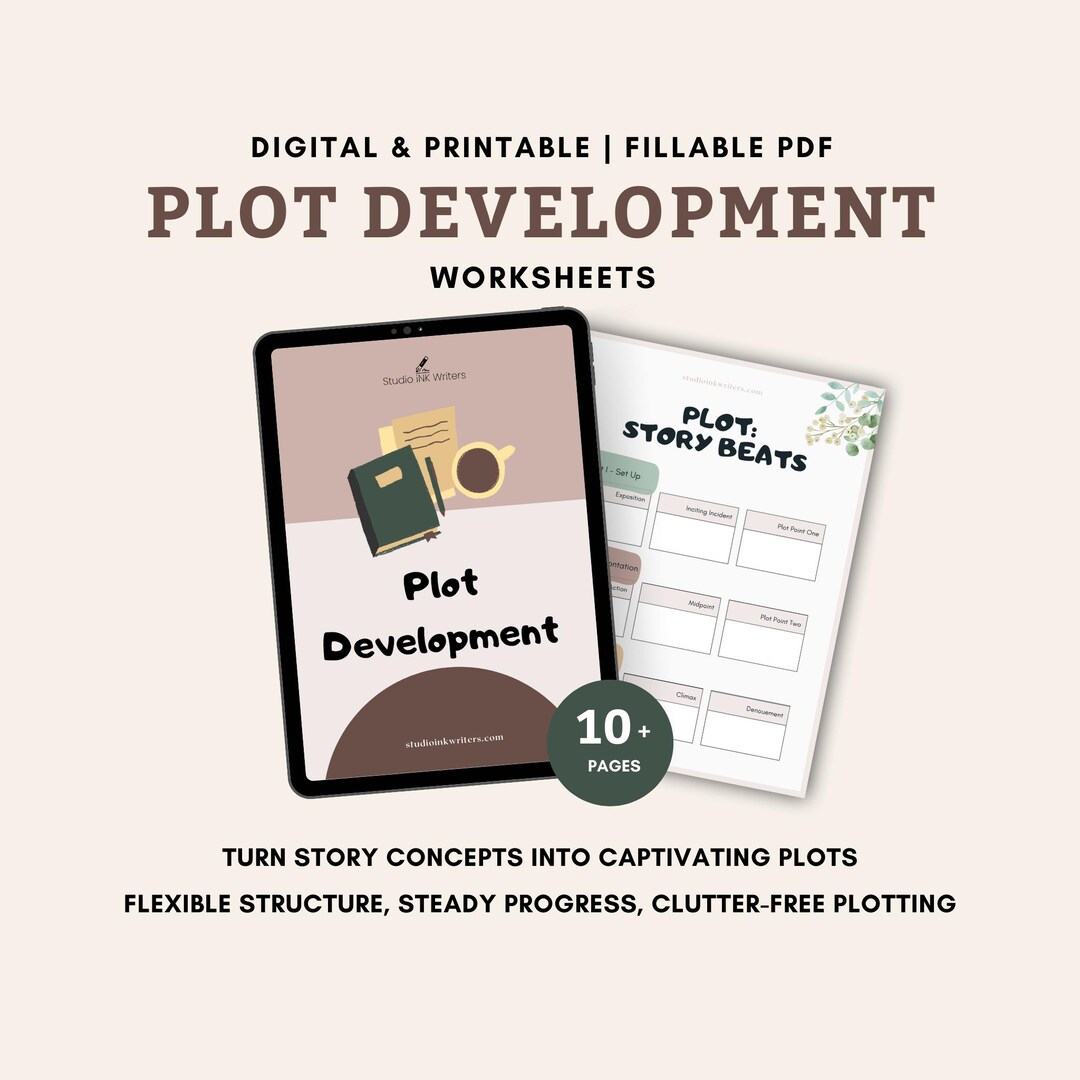 Plot Development Worksheets for Writers, Fillable & Printable PDF | Digital Novel Plotting Guide ...