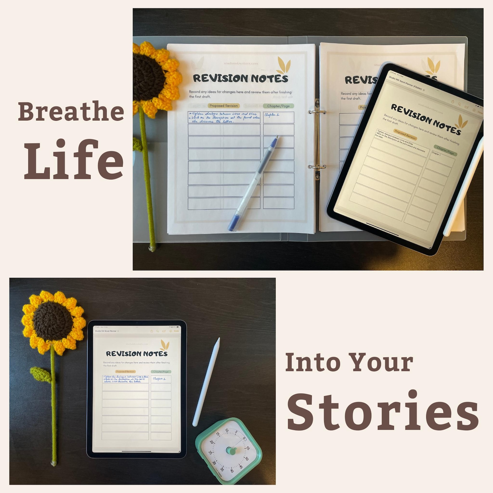 Revision Log Template for Writers, Fillable and Printable PDF | Digital ...