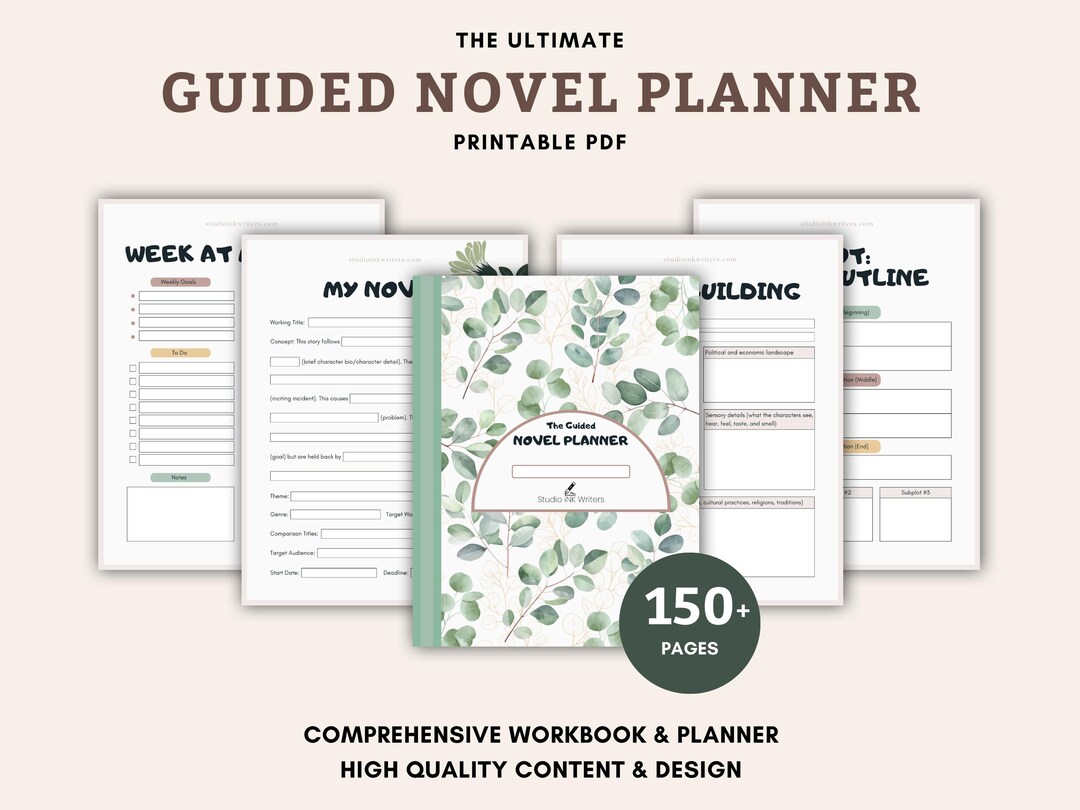 Printable Guided Novel Planner for Writers | Digital Novel Writing ...