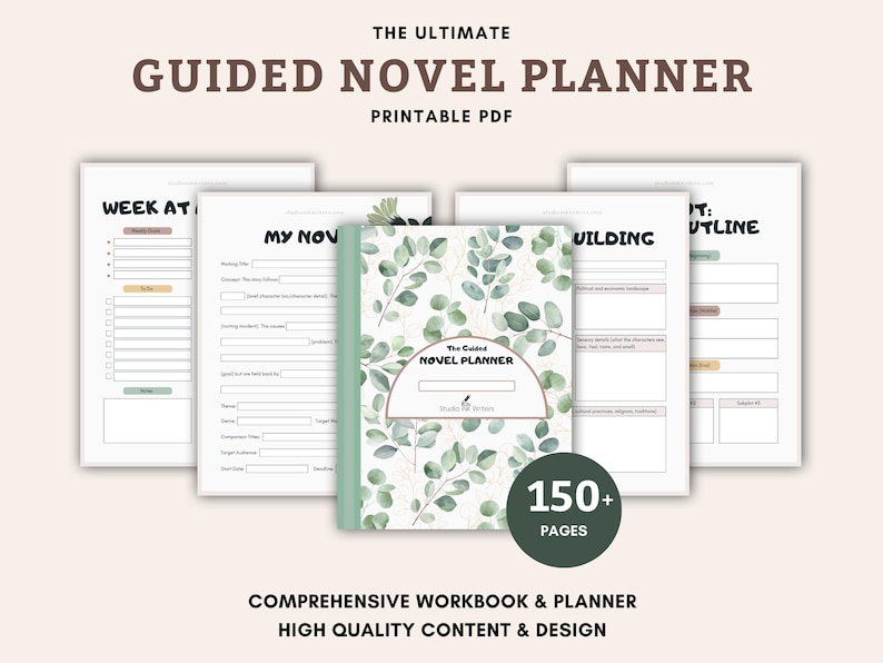 Printable Guided Novel Planner for Writers | Digital Novel Writing ...