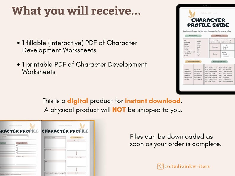 Interactive & Printable Character Development Worksheets for Writers ...