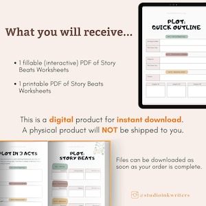 Story Beats Worksheets for Writers, Fillable & Printable | Plotting ...