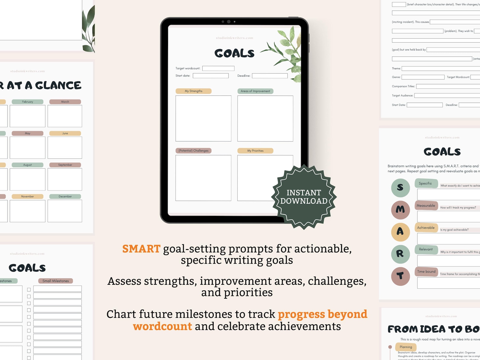 Project Roadmap Worksheets for Writers | Interactive & Printable Yearly ...
