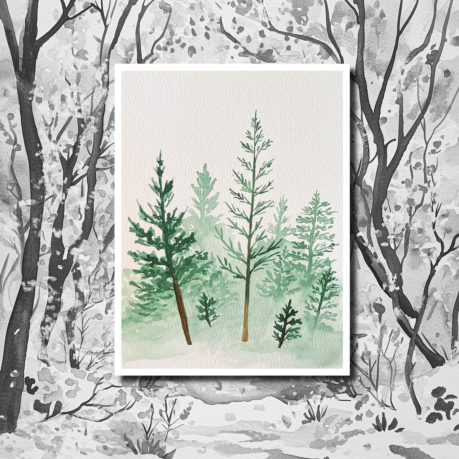 Whimsical Greeting Cards - Seasonal Trees - Blank Inside - Kraft ...