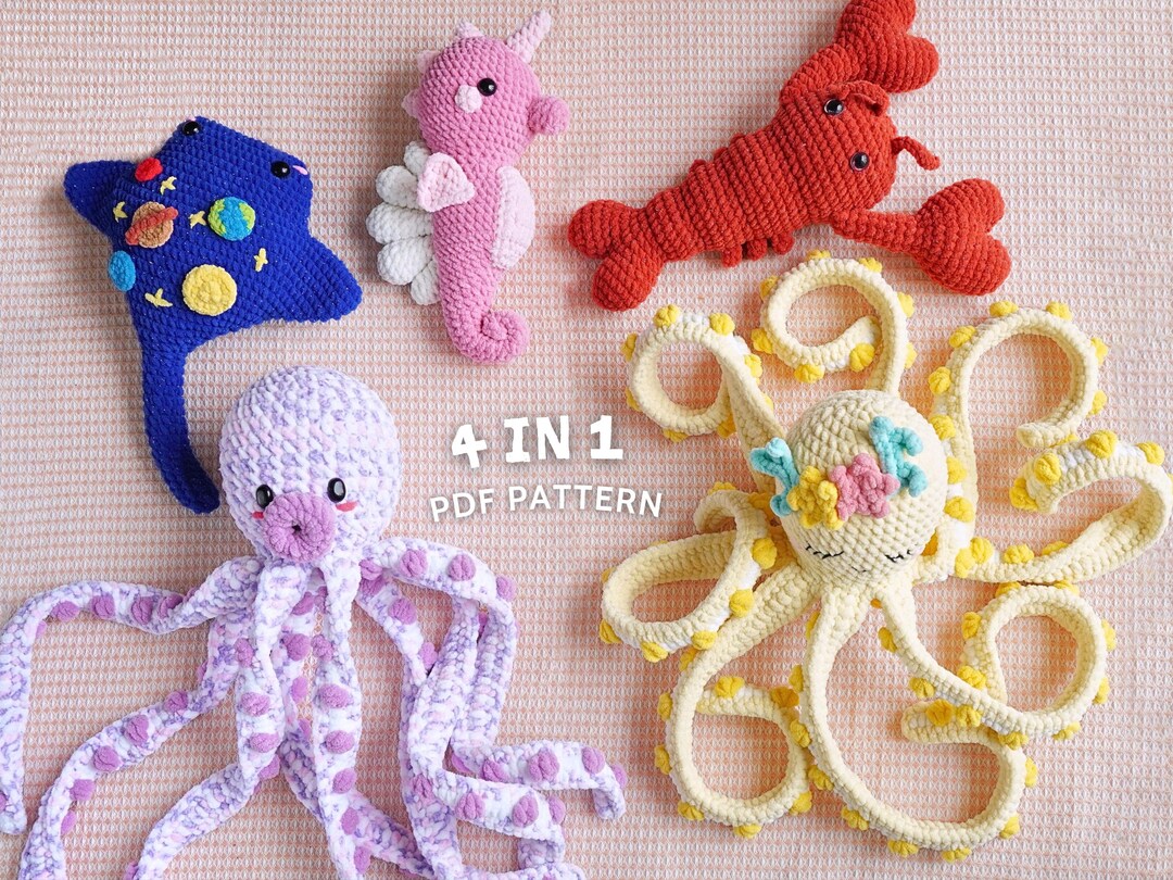 Under the Sea Crochet Patterns Bundle, Sea Horse Pattern, Cosmic ...