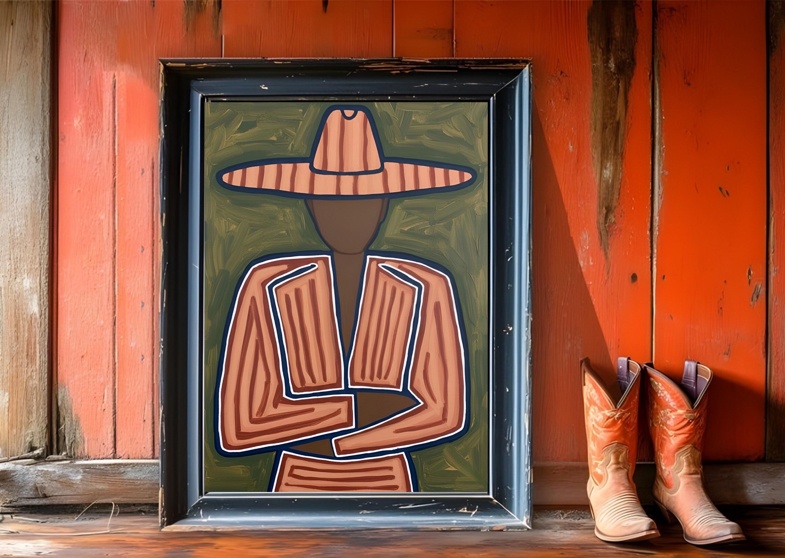 Abstract Cowboy Illustration Art Print, Modern Western Decor (digital ...