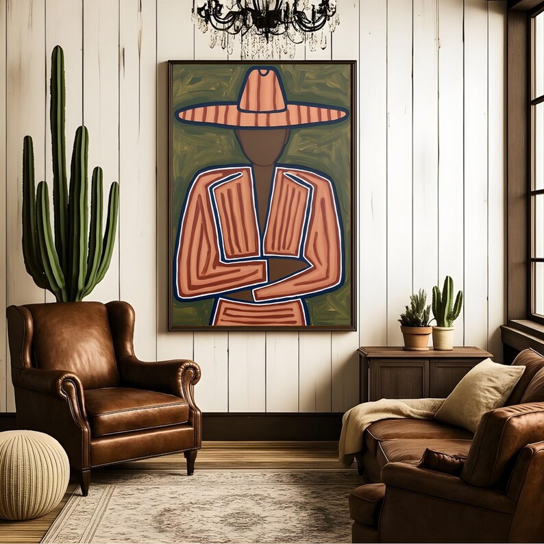 Abstract Cowboy Illustration Art Print, Modern Western Decor (digital ...