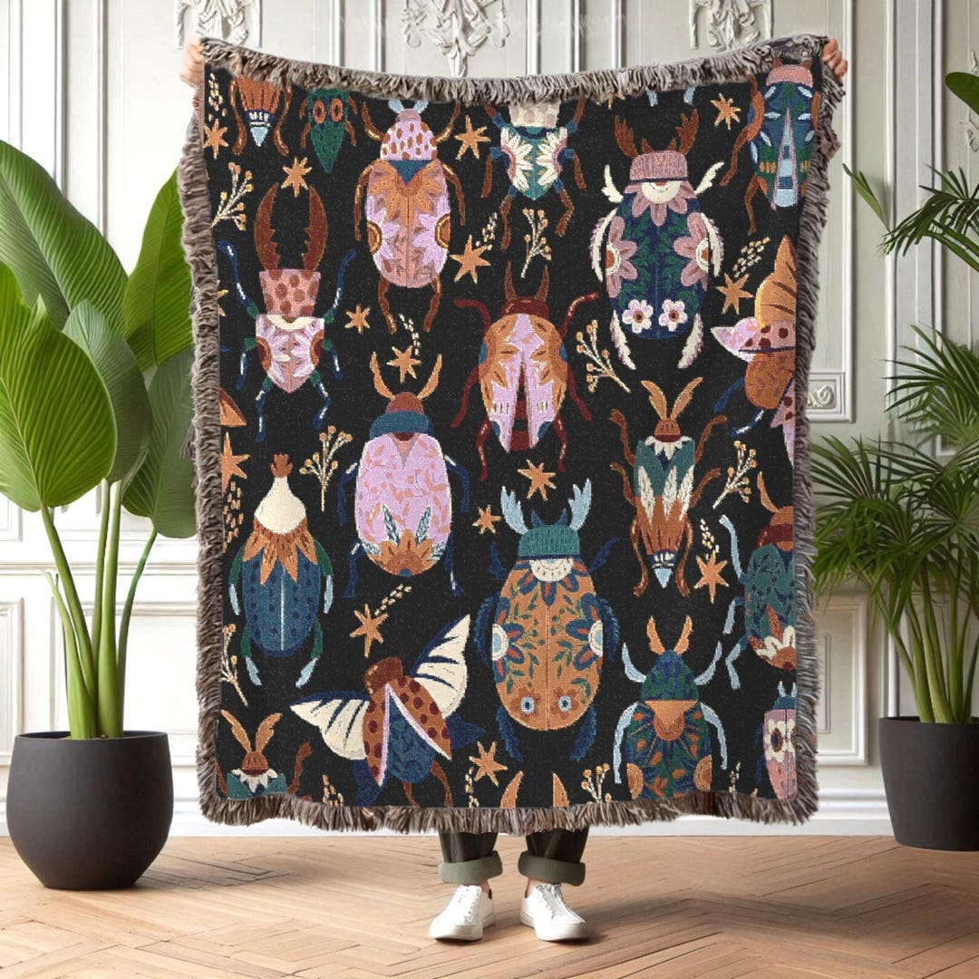 Woven Beetle Blanket | Woven Insect Throw Blanket | Bug Throw Blanket ...