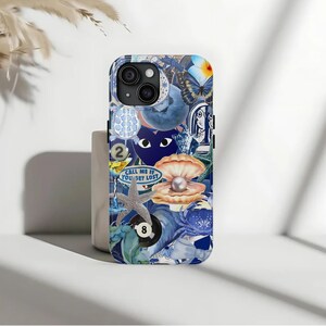 Artistic Ocean Blue iPhone Case With Abstract Starfish, Pearl Shell ...