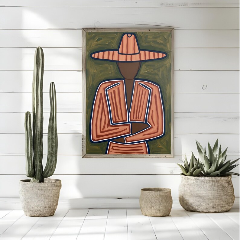 Abstract Cowboy Illustration Art Print, Modern Western Decor (digital ...