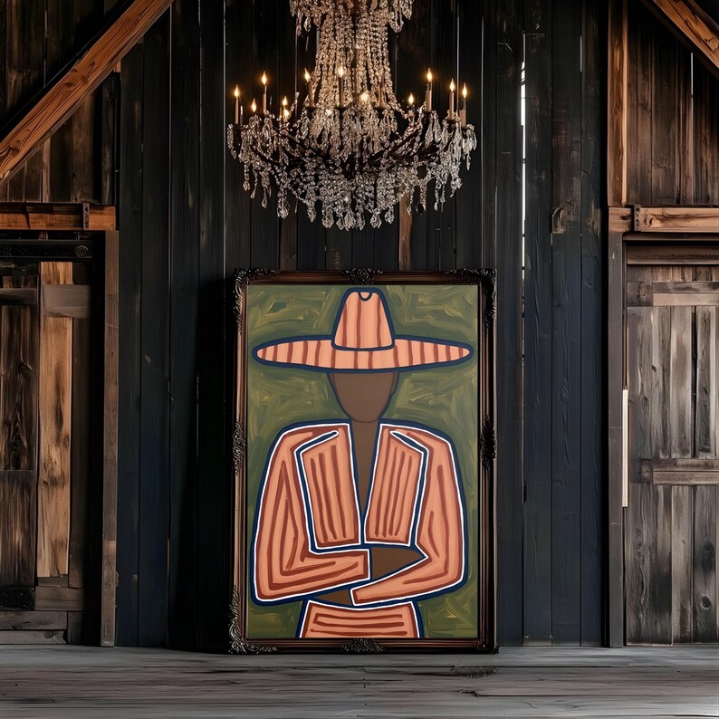Abstract Cowboy Illustration Art Print, Modern Western Decor (digital ...