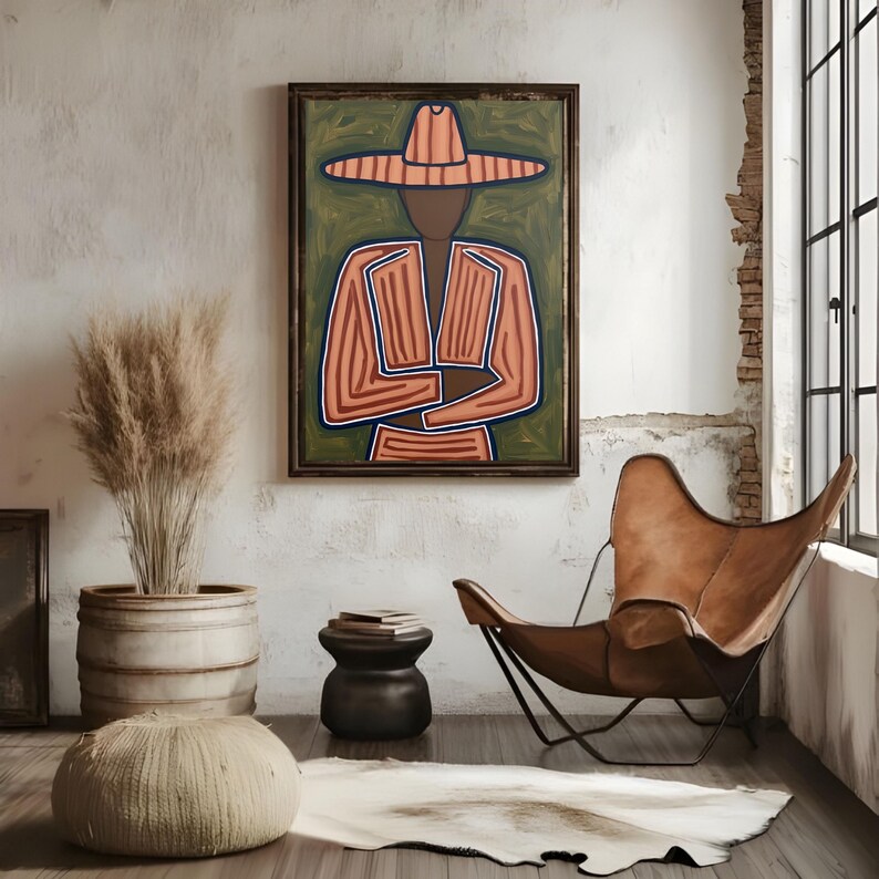 Abstract Cowboy Illustration Art Print, Modern Western Decor (digital ...