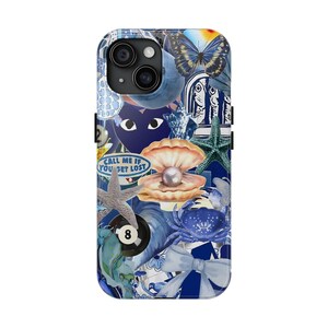 Artistic Ocean Blue iPhone Case With Abstract Starfish, Pearl Shell ...