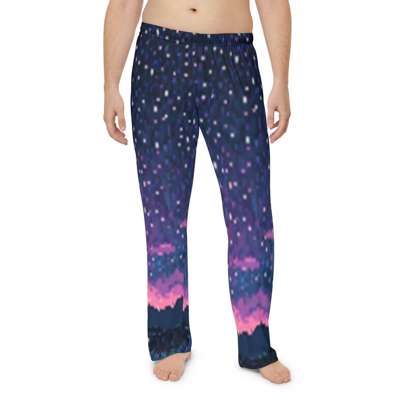 Pajama Pants Pixel Art Starry Night Pajama Pants, Relaxing Sleepwear ...