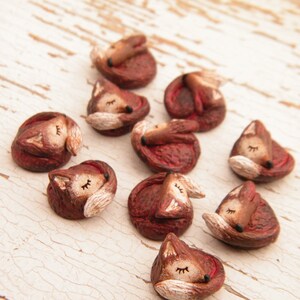 Little Red Fox bead Sleepy Woodland Critter handmade polymer | Etsy