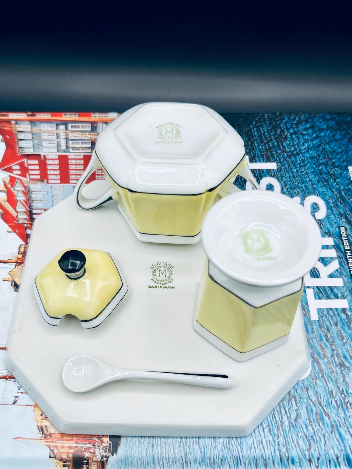 Noritake Art Deco Tea Set 1920s | Vintage Yellow Geometric Porcelain ...