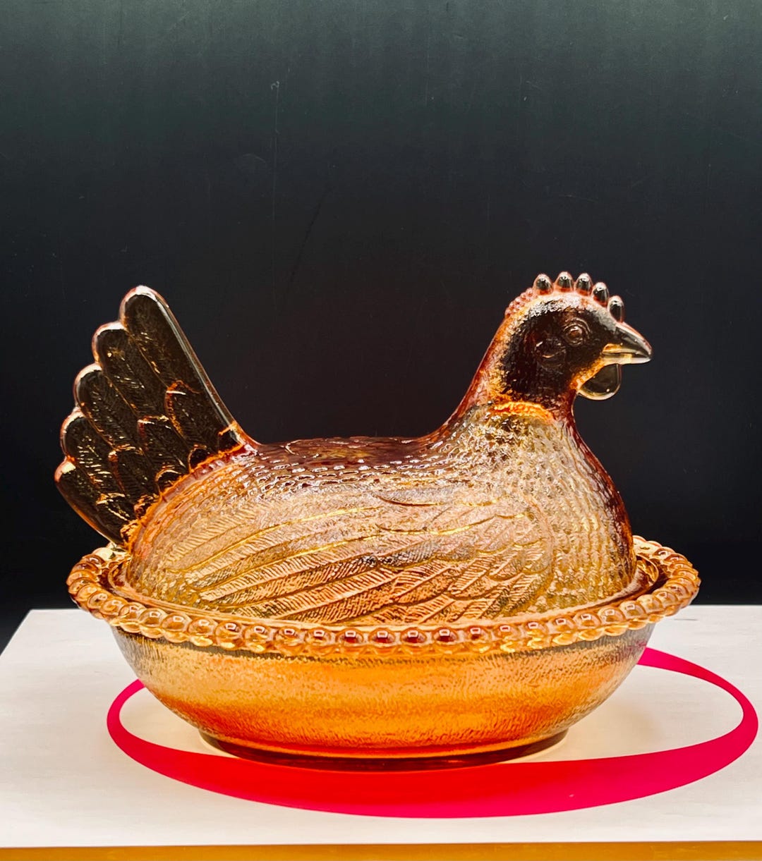 Vintage Indiana Glass Amber Hen on Nest Dish: MCM Farmhouse Decor - Etsy