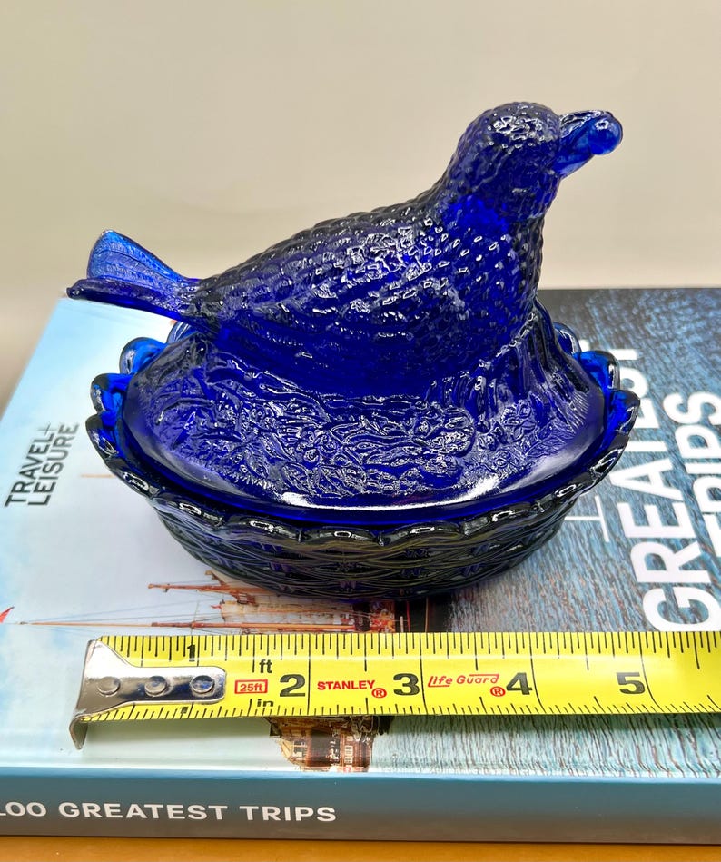 RARE Vintage Cobalt Blue Bird With Berry on Nest Candy Dish – L.G ...
