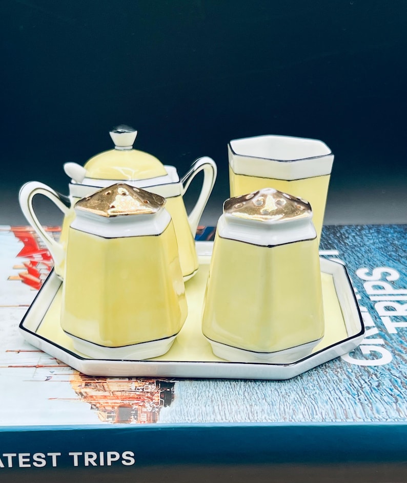 Noritake Art Deco Tea Set 1920s | Vintage Yellow Geometric Porcelain ...