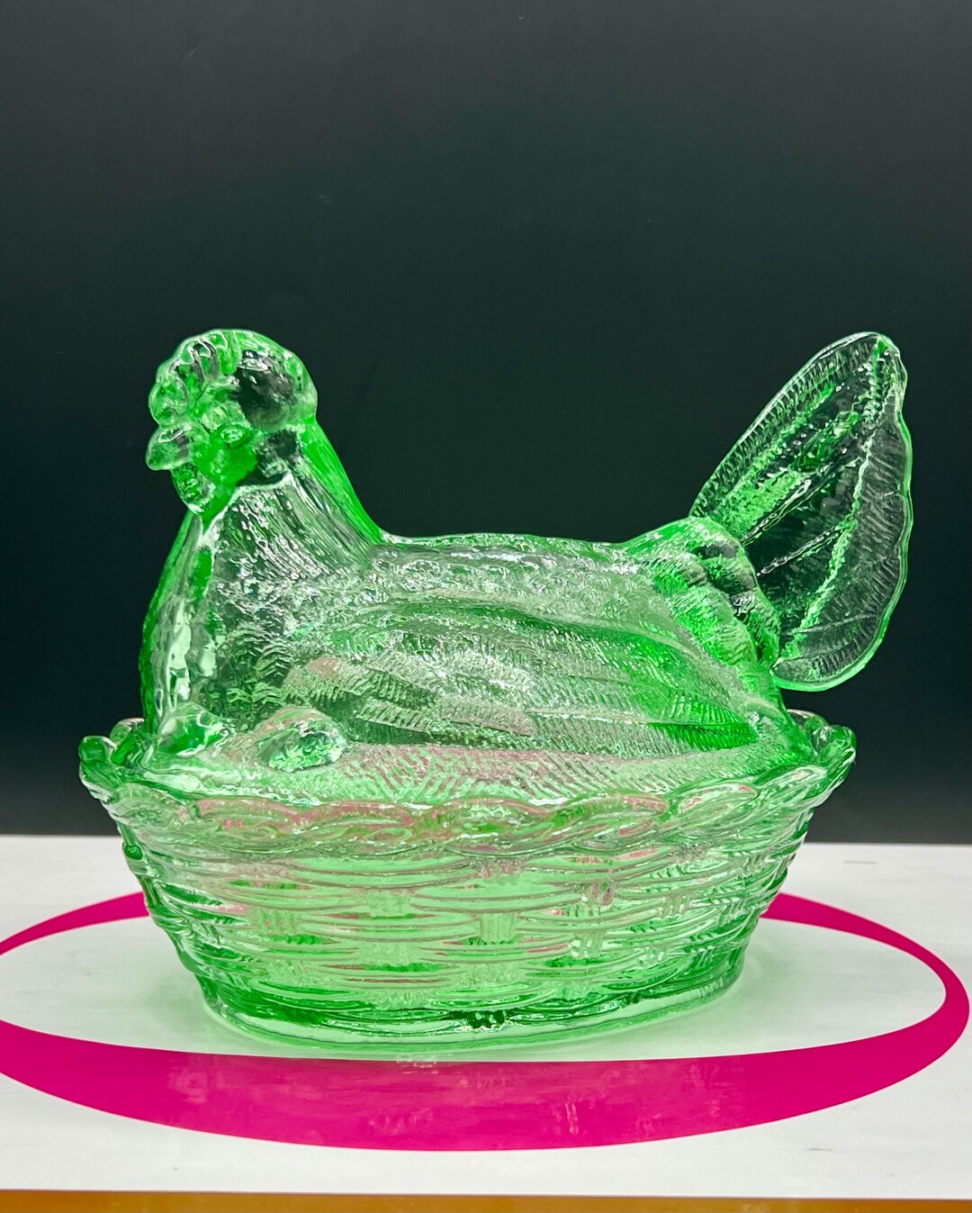 Vintage Green Glass Hen on Nest Dish – Farmhouse Cottagecore Kitchen ...