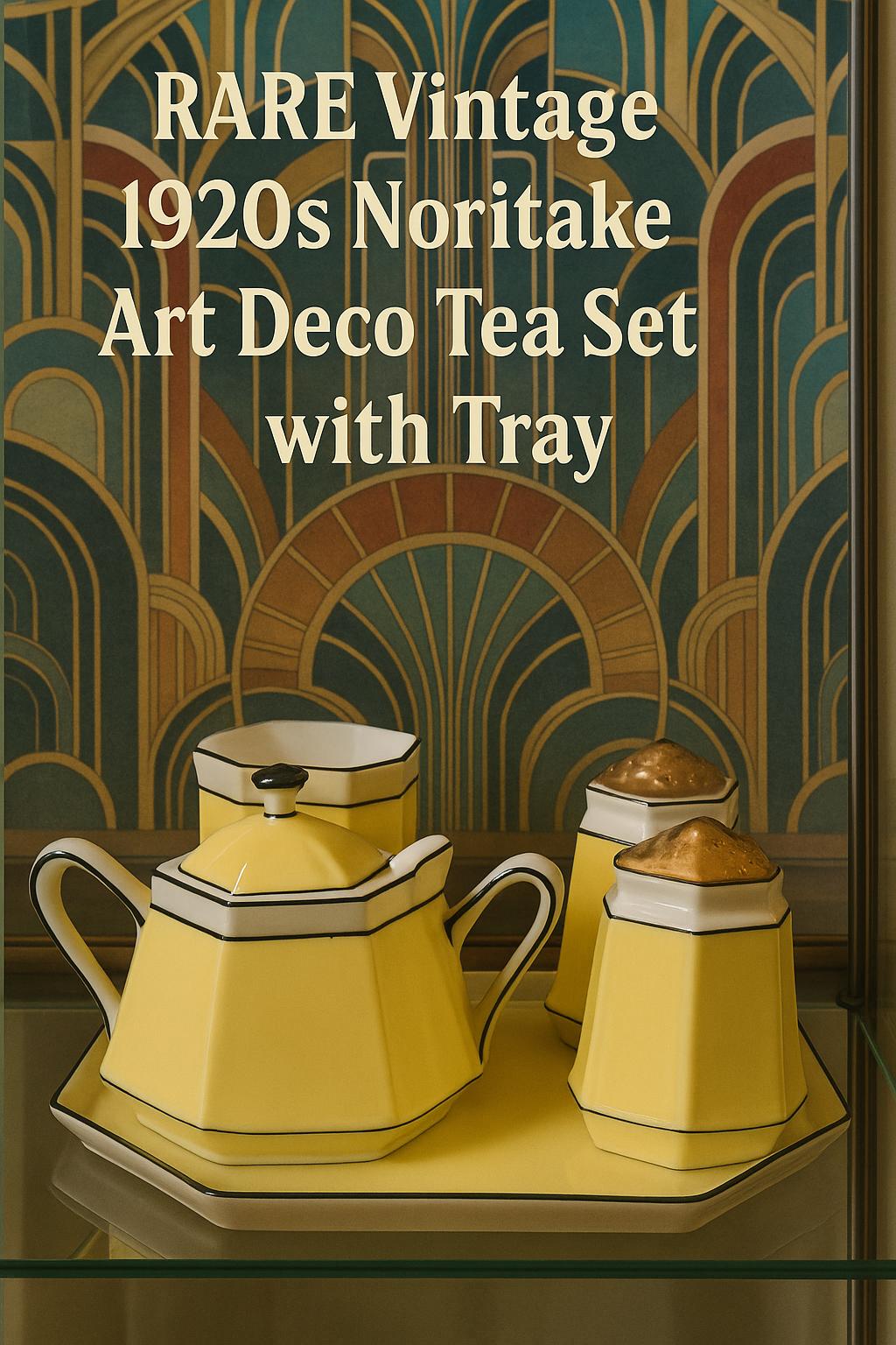 Noritake Art Deco Tea Set 1920s | Vintage Yellow Geometric Porcelain ...