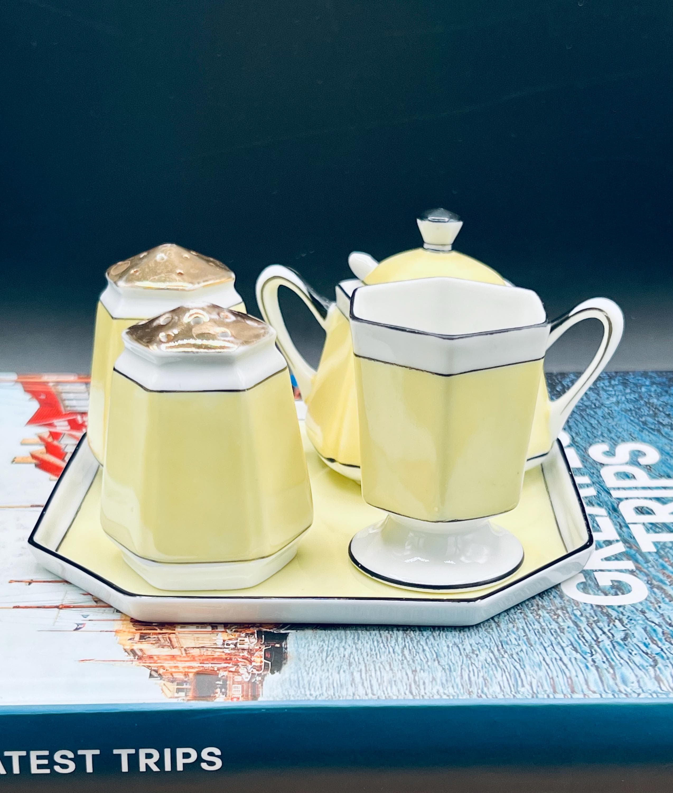 Noritake Art Deco Tea Set 1920s | Vintage Yellow Geometric Porcelain ...
