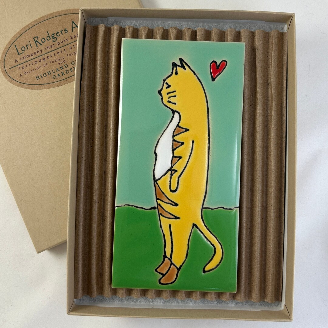 6 X 3 Tall Cat Walking Tile With Easel, Cat Lover Gift, New Cat Owner ...