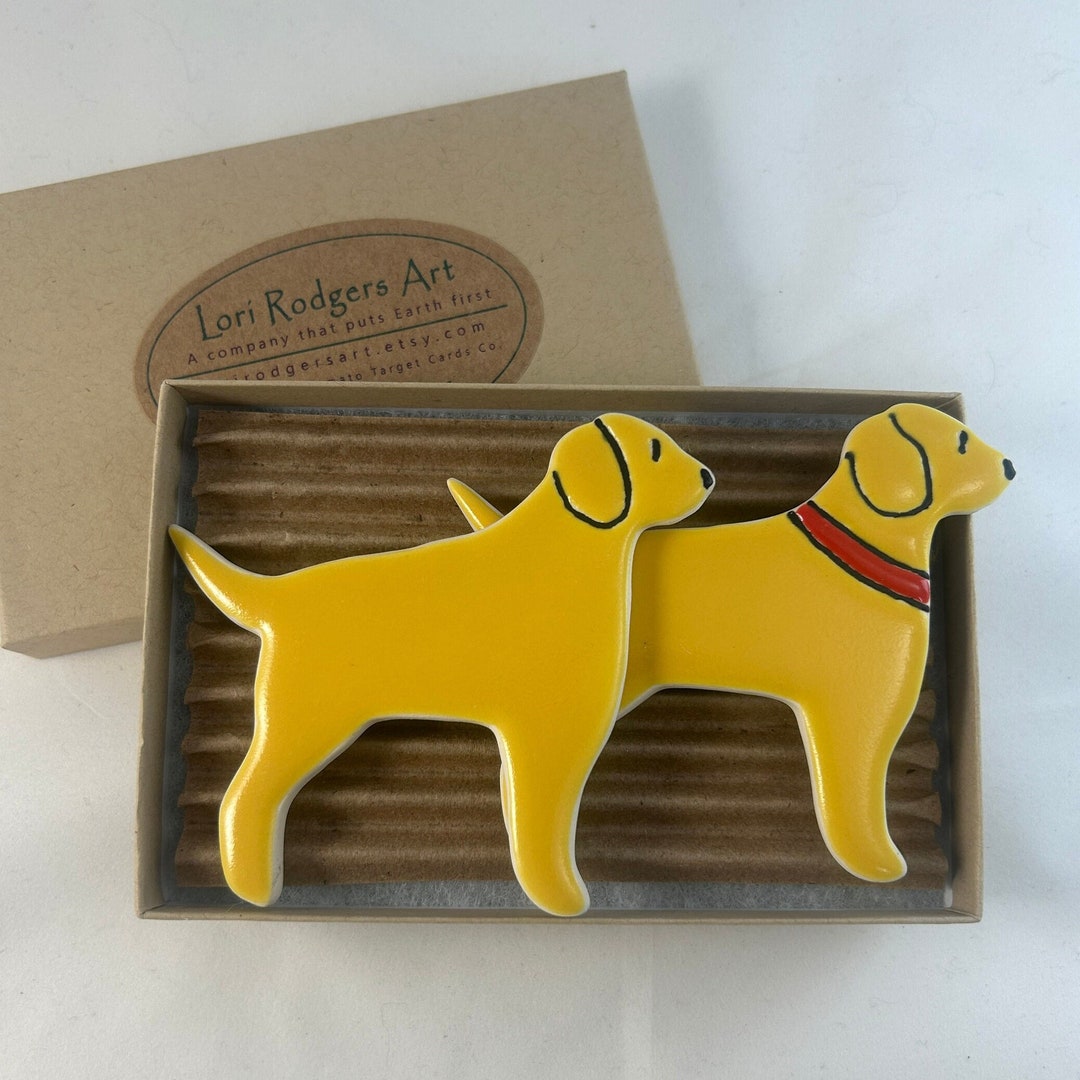 Set of Two Golden Lab Porcelain Magnets, 4 X 3 Lab Magnets, Lab Lovers ...