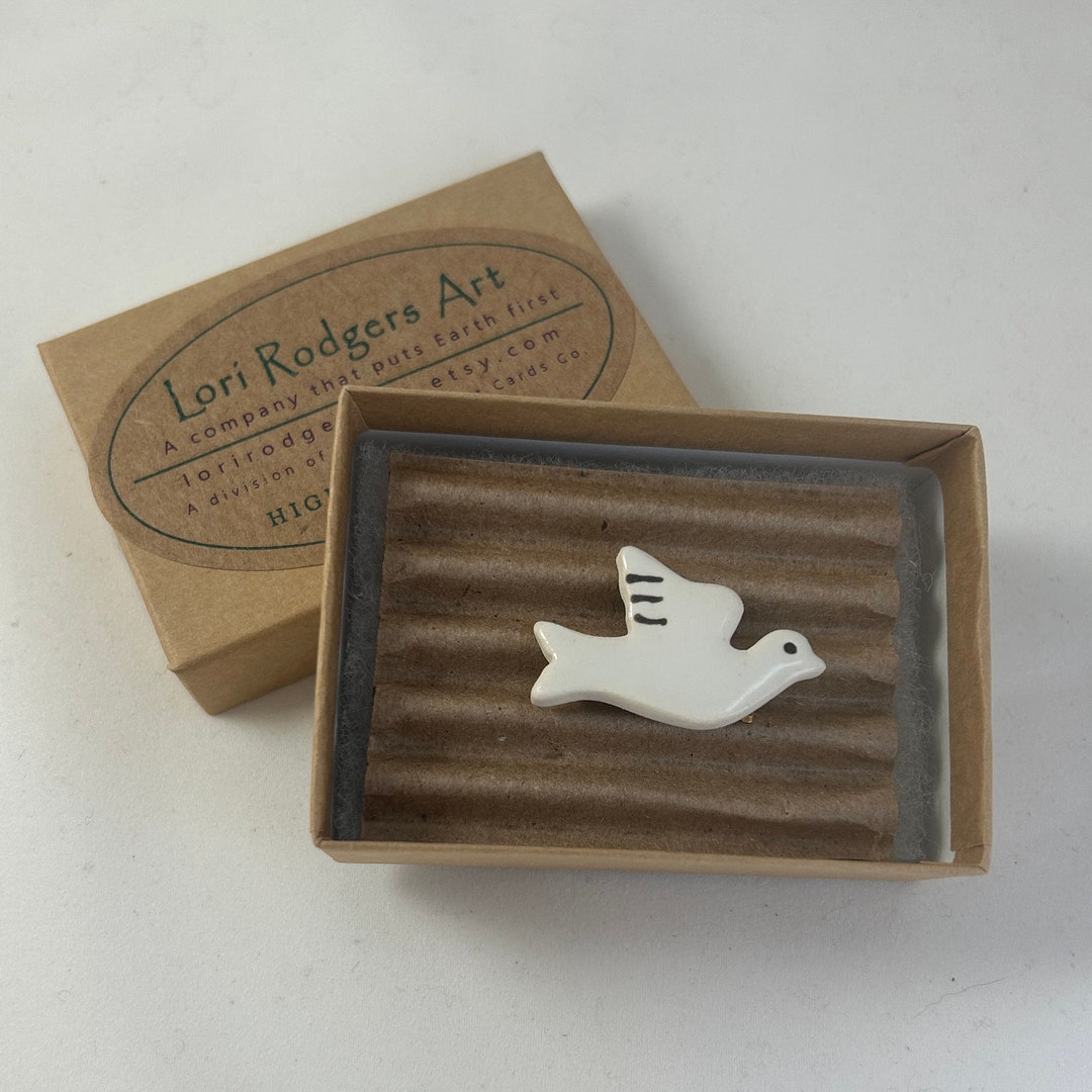Single White Porcelain Peace Dove Pin, Peace Lover Gift, Bird Lover ...