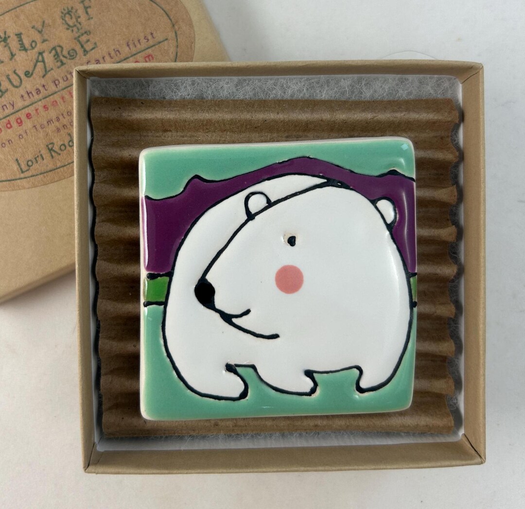 Small Polar Bear Porcelain Tile With Wooden Easel, Wildlife Lover Gift ...
