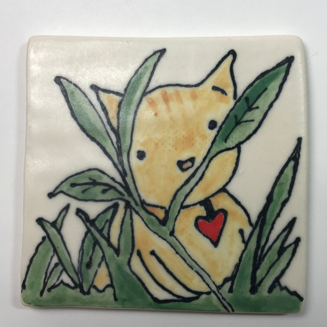 2.5 Square Kitten in the Garden - Etsy