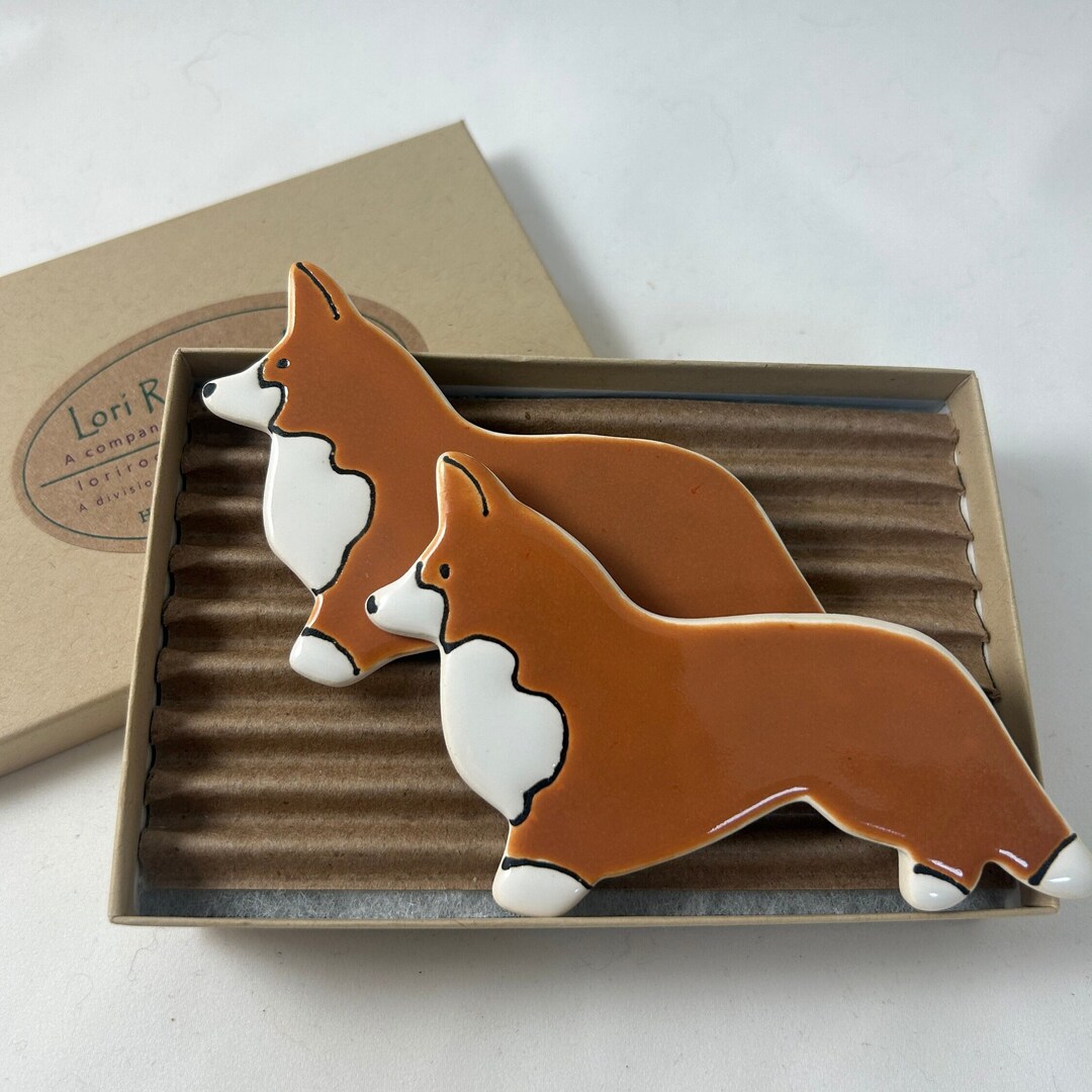 Two Porcelain Cardigan Corgis Magnets - Etsy