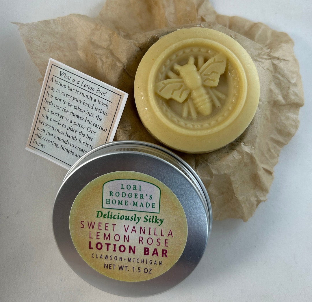 Lori Rodgers Homemade Sweet Vanilla Lemon Rose Lotion Bar in Tin - Etsy