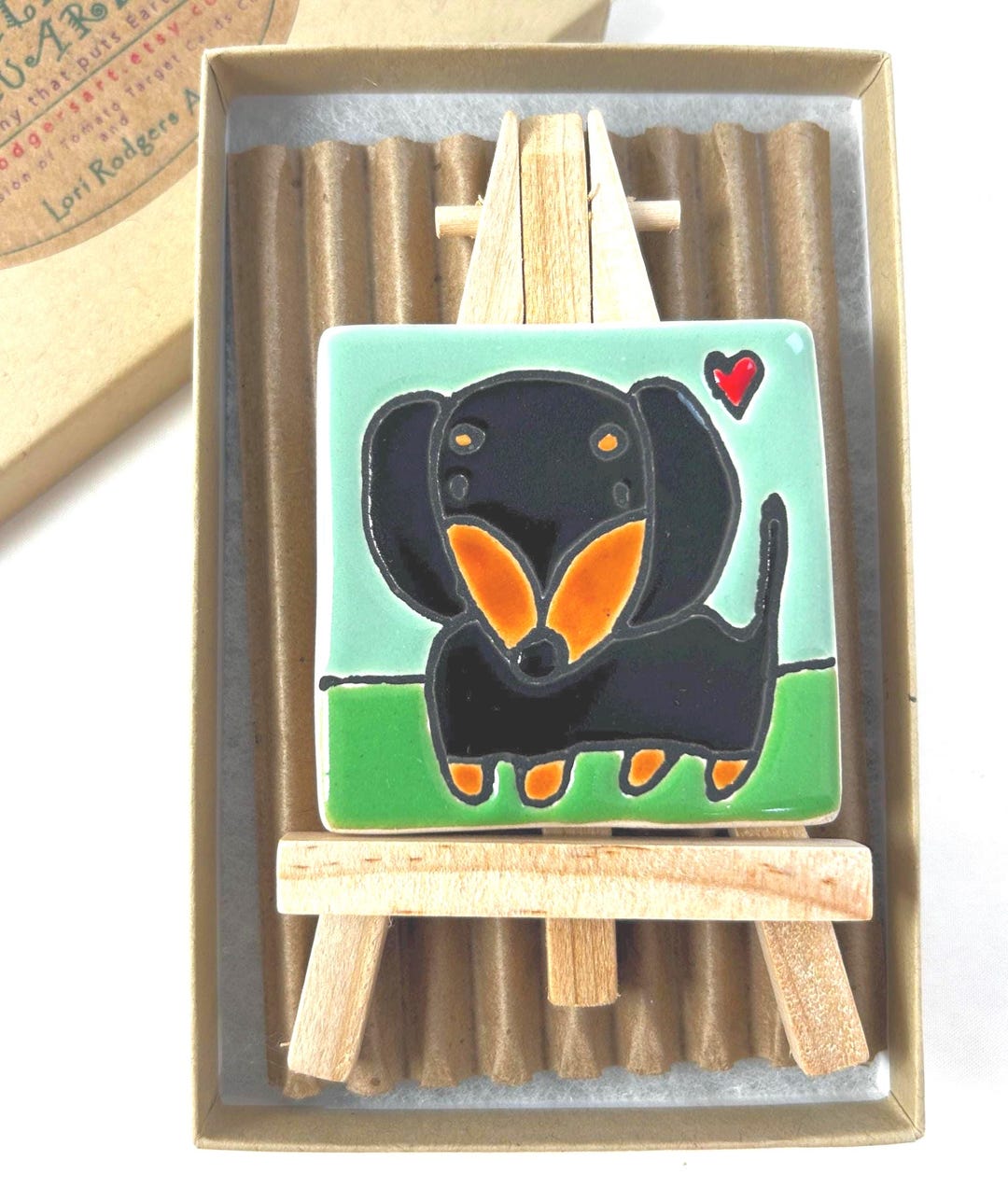 Dachshund Tile: Two-tone Porcelain Art, Doxy Lover Tile, Two Tone Tile ...