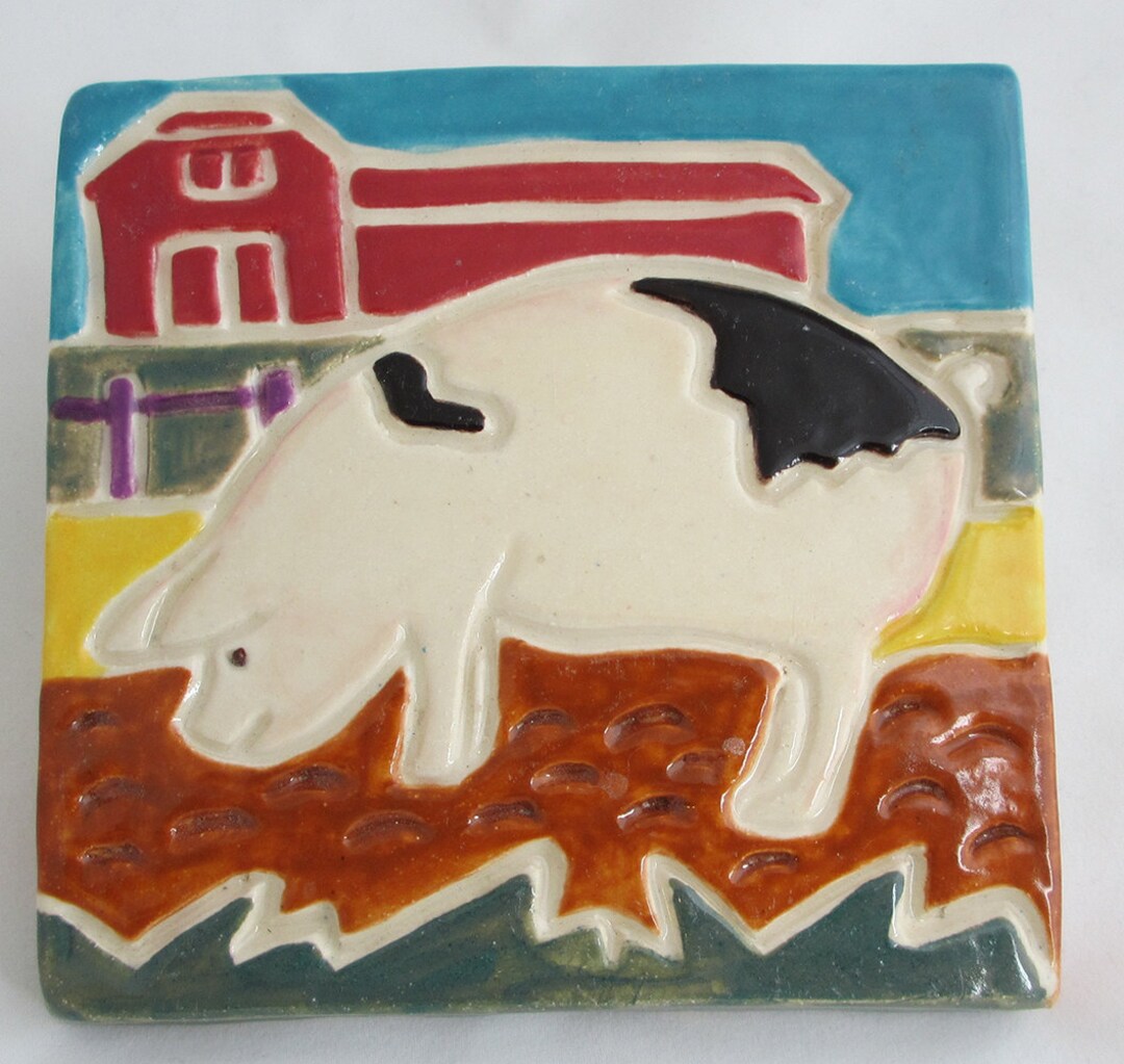 4 1/2 X 4 1/2 X 12 Pig Tile Porcelin Tile With Easel - Etsy