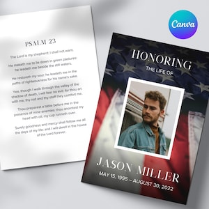 Personalized Military Veteran Memorial Service Program Template ...