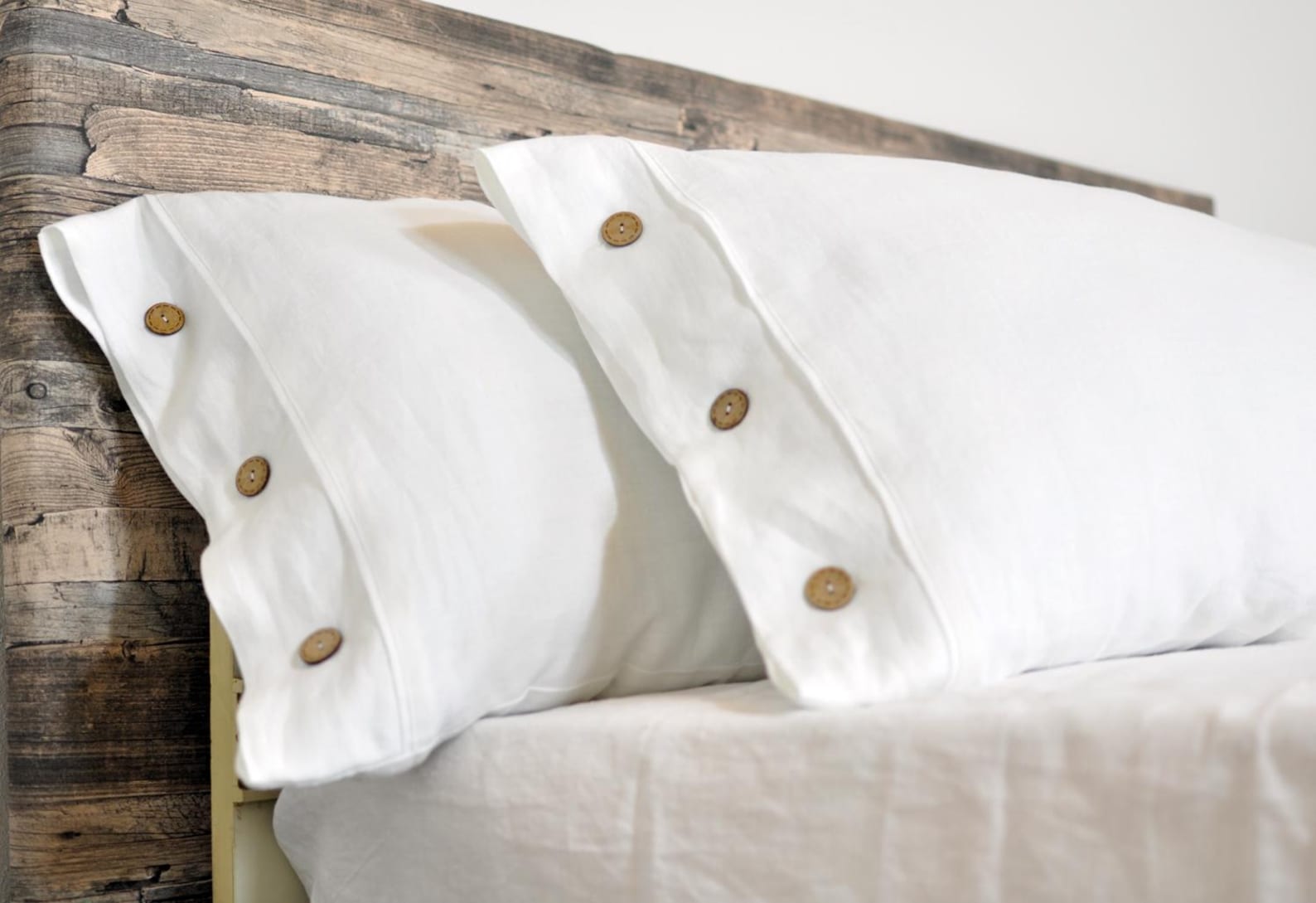 White Linen Pillowcase With Button, Linen Bedding, Flax Linen Euro Sham ...