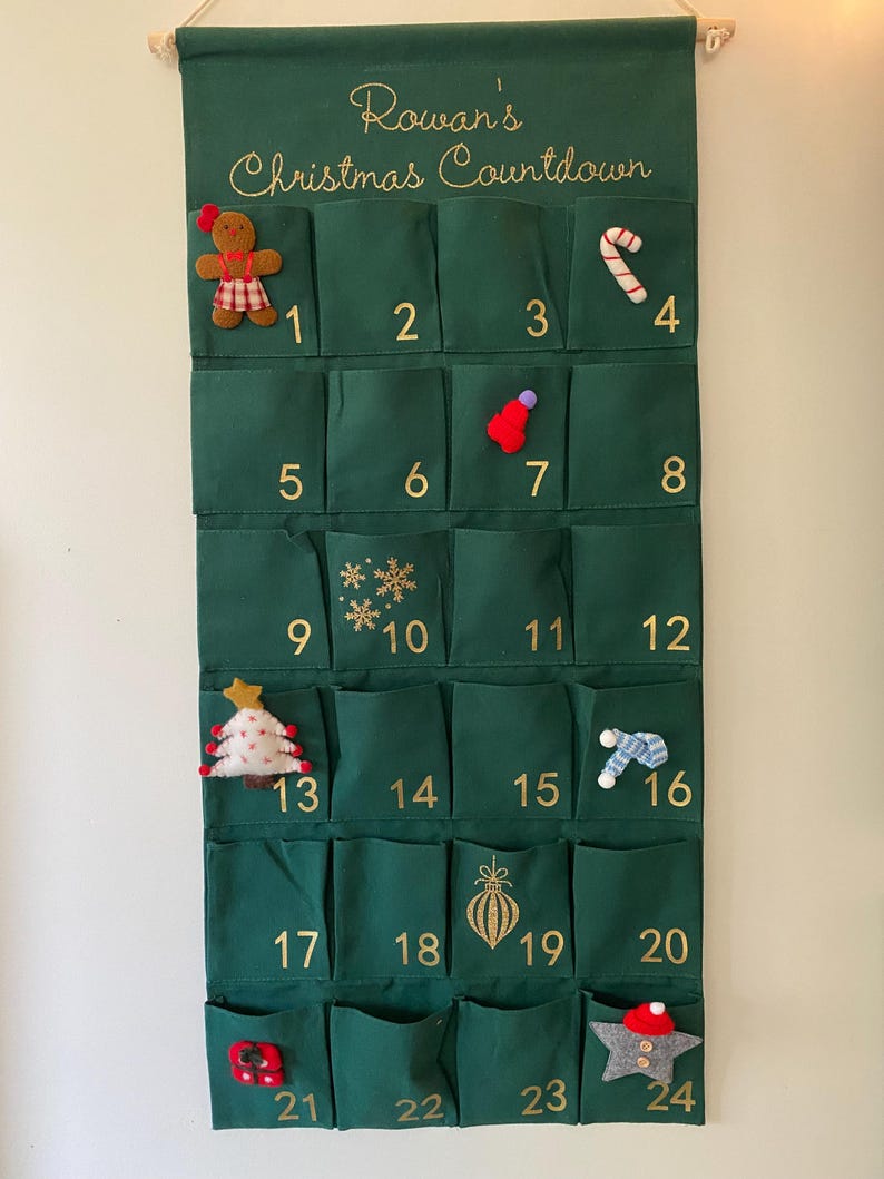 Personalized Fabric Advent Calendar: Felt Woodland Animals Wall Hanging ...