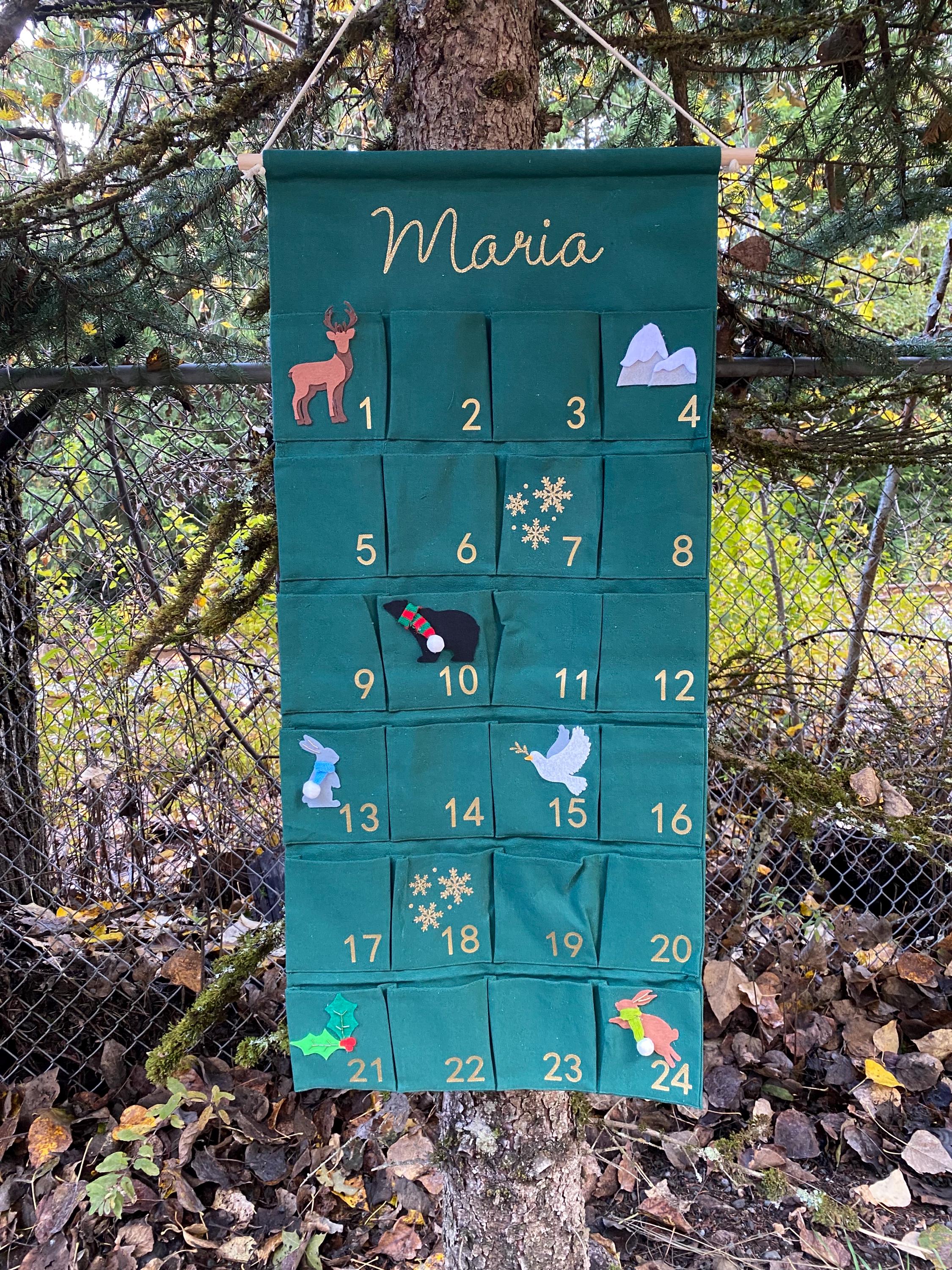 Reusable Fabric Advent Calendar: Felt Woodland Animals, Personalized ...