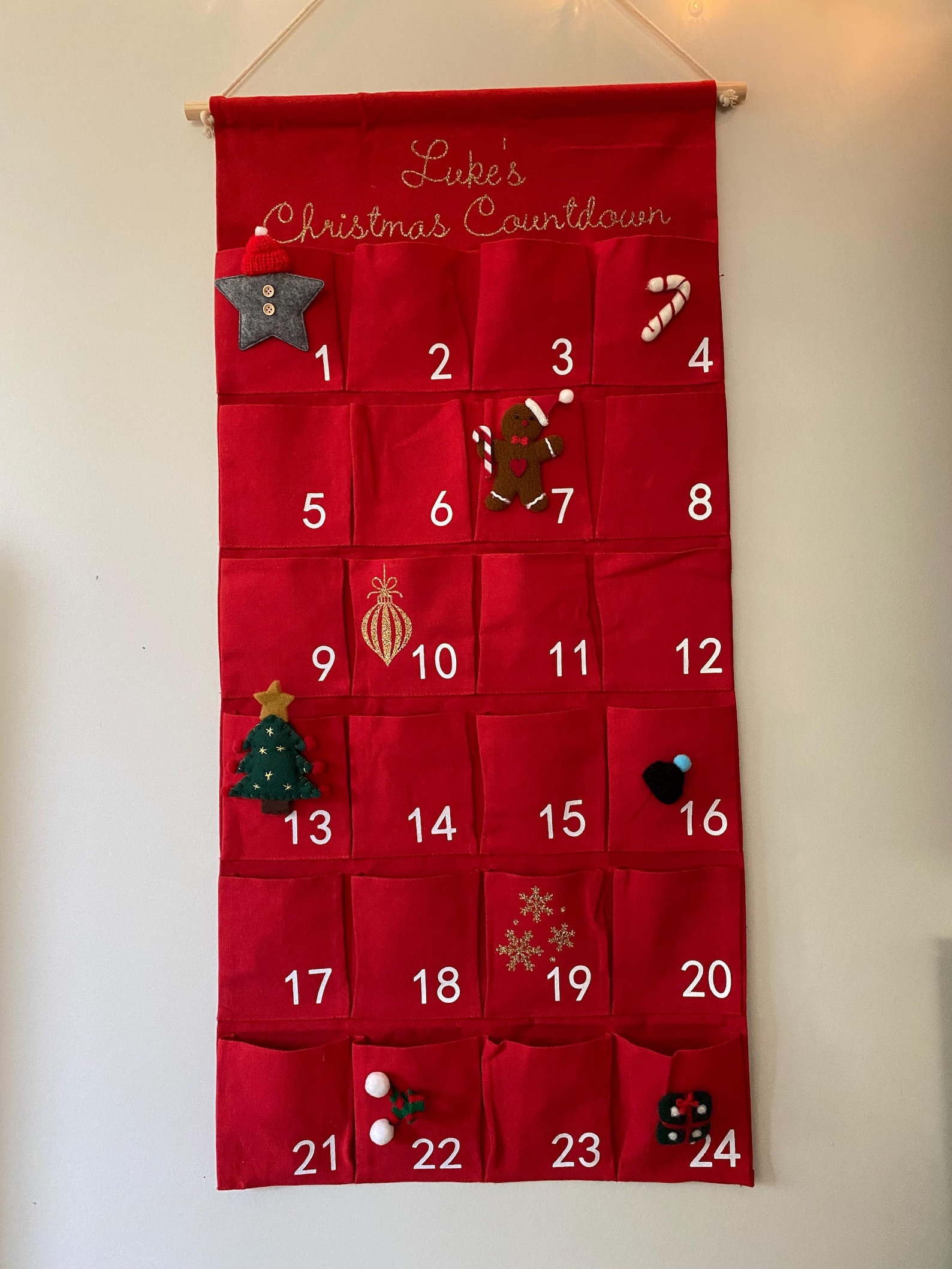 Personalized Fabric Advent Calendar: Felt Woodland Animals Wall Hanging ...