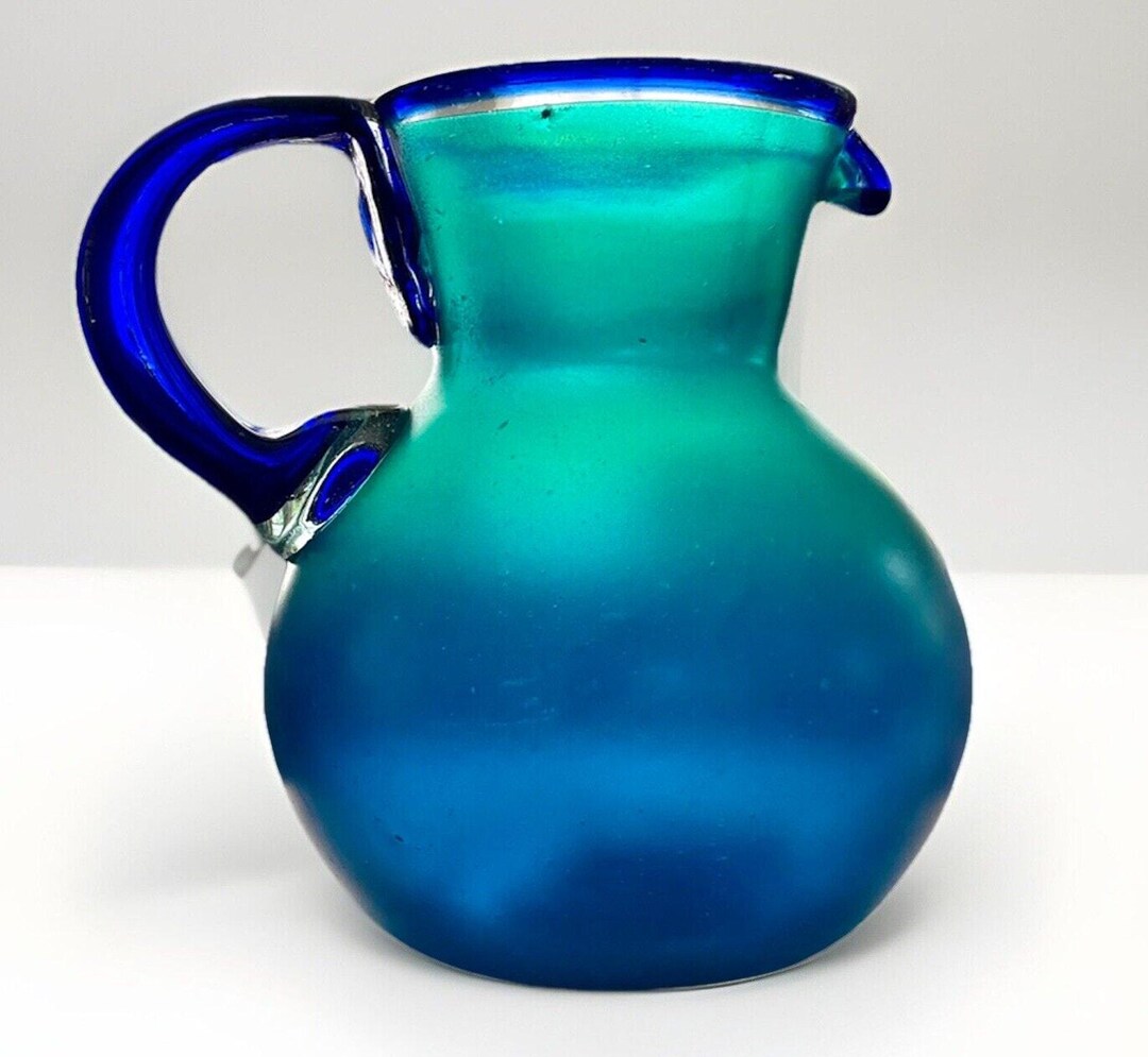 Hand Blown MCM |art Glass | Blenko Style| Pitcher Large Peacock Ombre ...