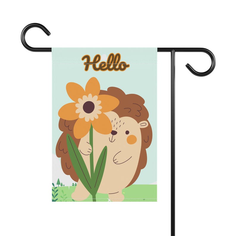 Cute Garden Hedgehog Welcome Banner, Outdoor Decor, Garden Flag, Spring ...