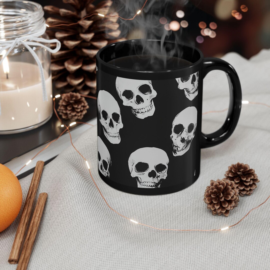 Spooky Skull Mug, Halloween Coffee Cup, Scary Tea Mug, Gothic Drinkware ...