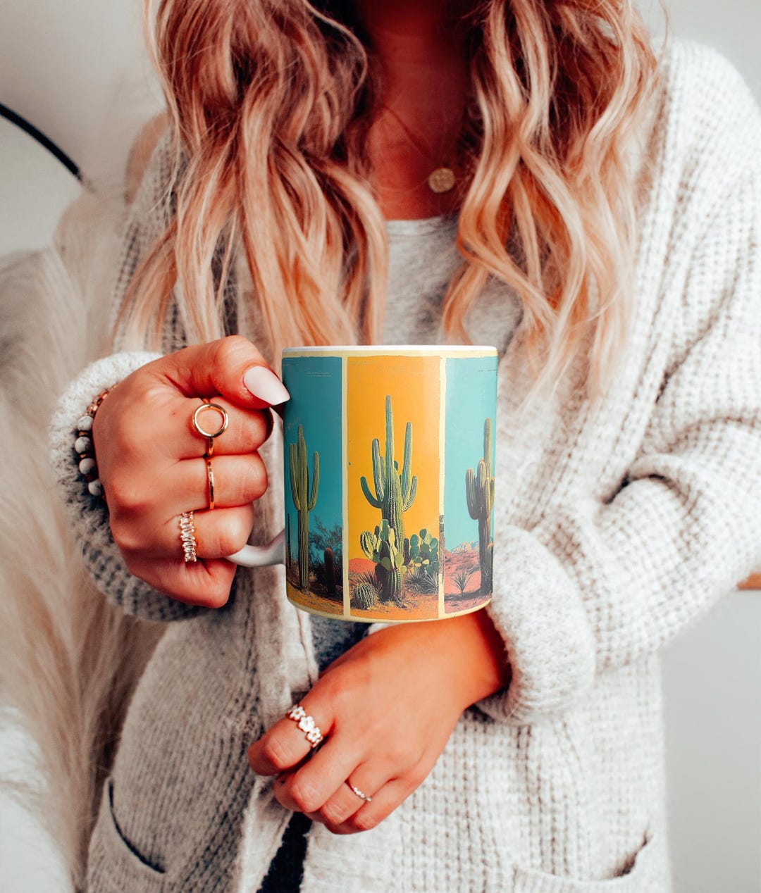 Desert Cactus Vintage Magazine Collage Style Ceramic Mug, Succulent ...