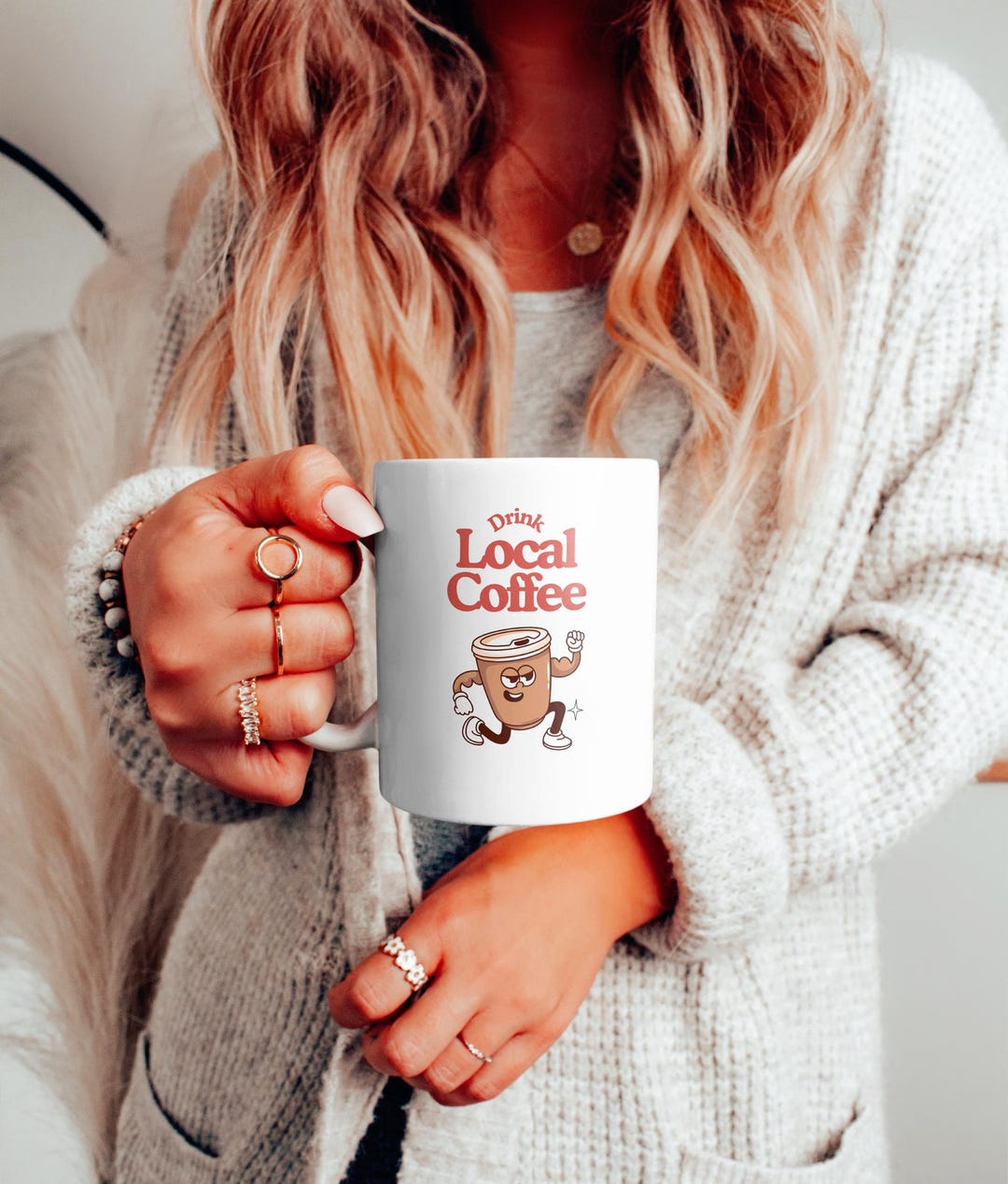 Ceramic Mug, Drink Local Coffee, Cute Fun Coffee Mug, for Coffee Lover ...