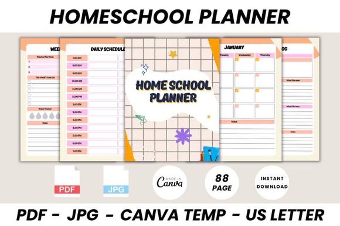 Homeschool Planner Printable, Homeschool Planner, 2024 2025, Homeschool ...